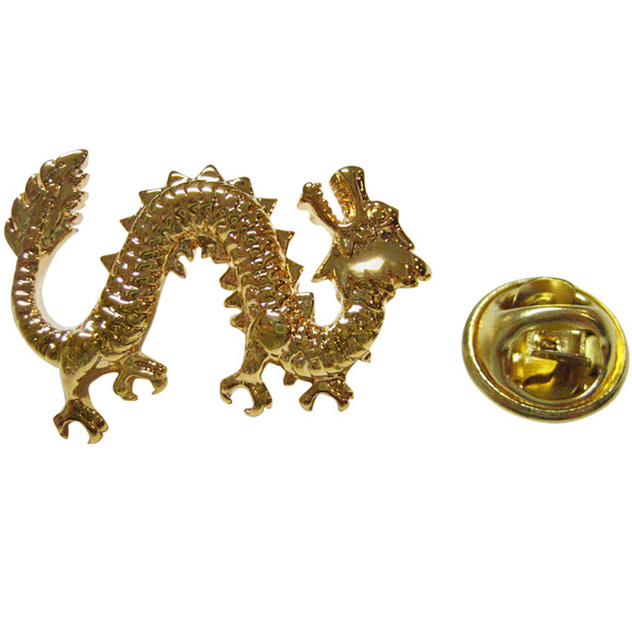 Kiola Designs | Accessories | Gold Toned Full Length Dragon Lapel Pin ...